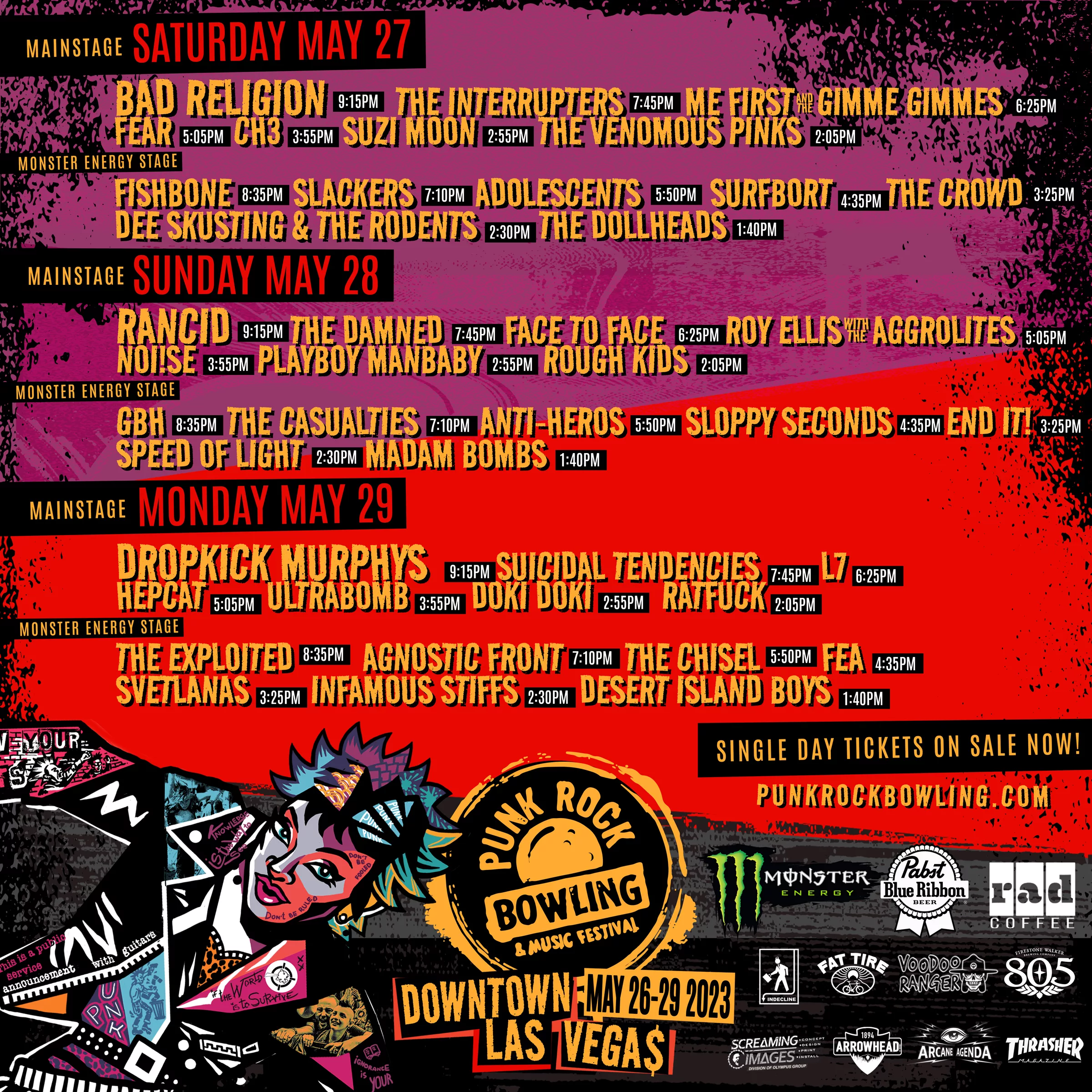 2023 Single Day Lineup Punk Rock Bowling